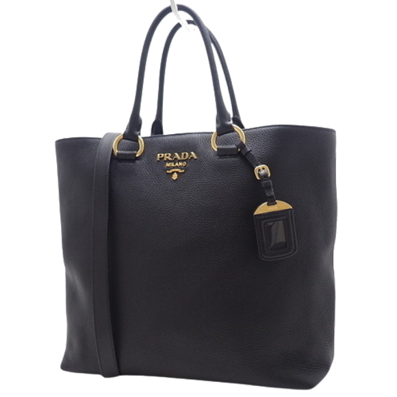 Prada | Bags | Prada 2way Tote Bag Shoulder Leather Vitello Phenix Nero Black Gold Hardware ...